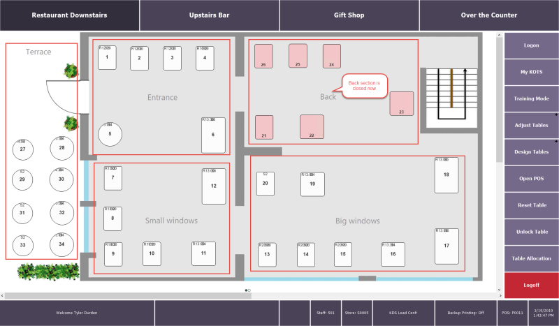 Dining Area Sections