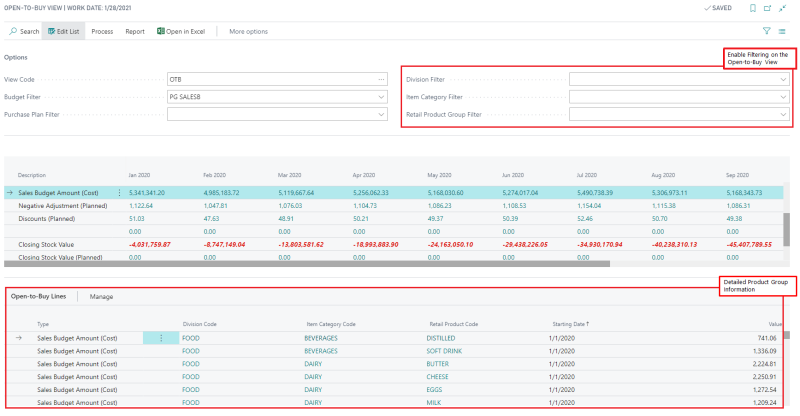 How to: View Retail Sales Budgets in Open-to-Buy View